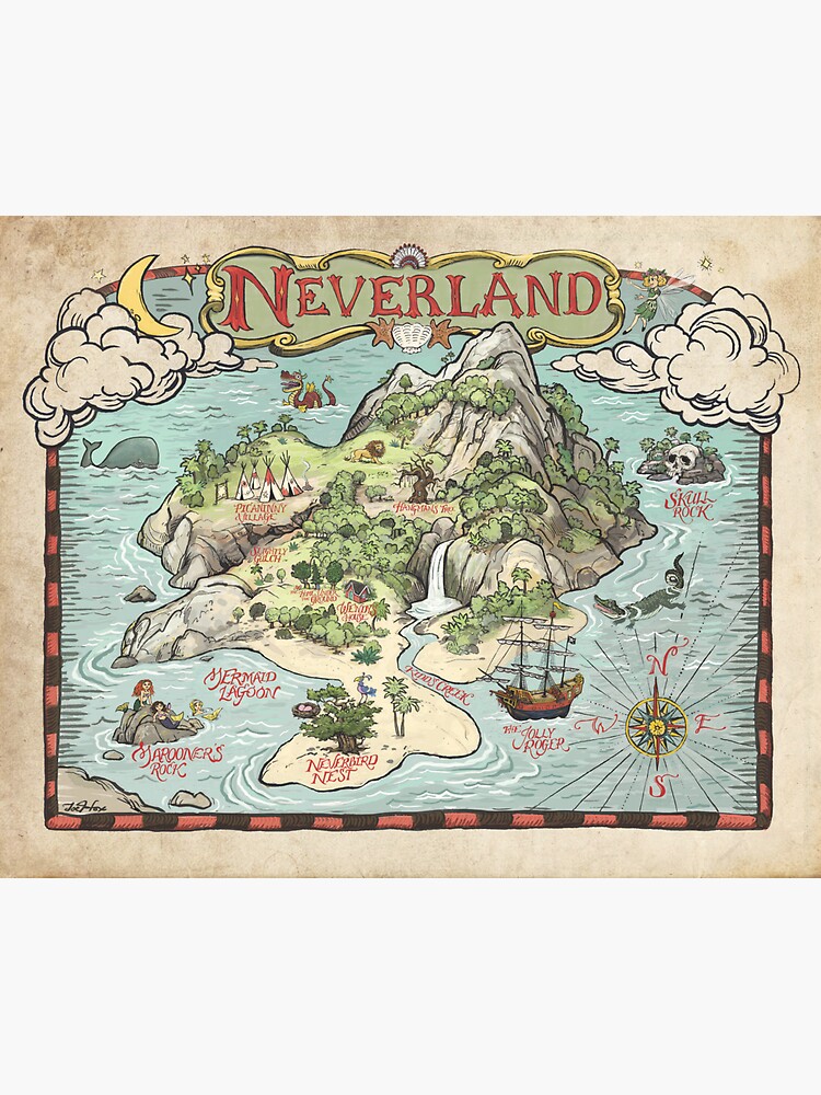 "Neverland Map" Sticker for Sale by joehox | Redbubble