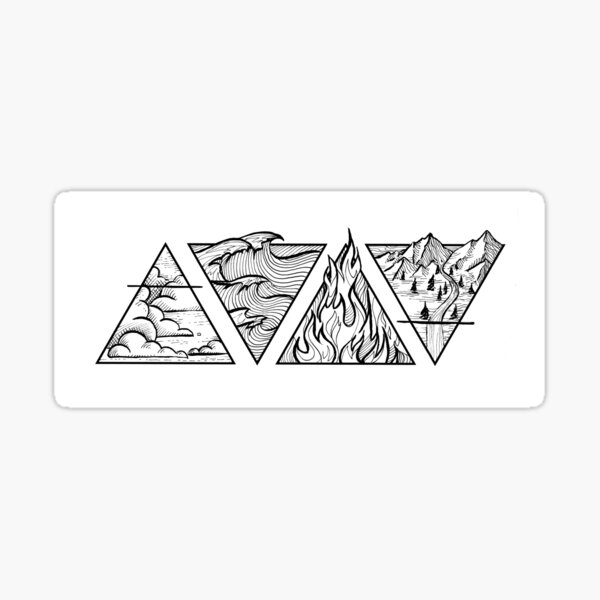 "The 4 elements - air, water, fire, earth" Sticker by Izazablue | Redbubble