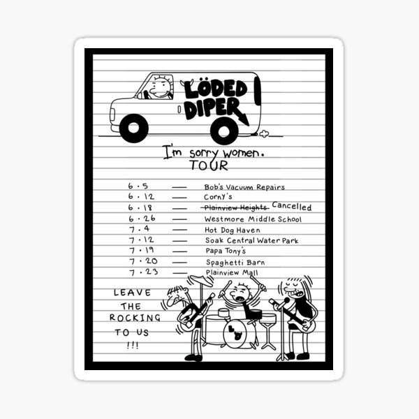 "loded diper tour (black)" Sticker for Sale by misspetula | Redbubble