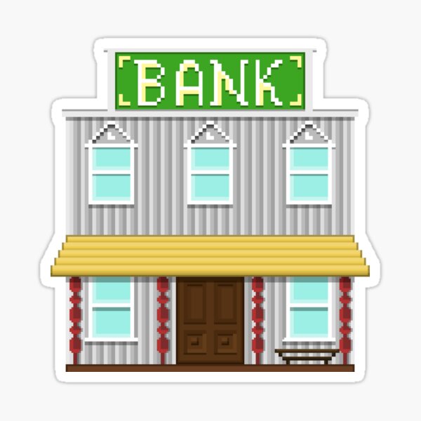 "Pixel Wild West bank " Sticker for Sale by lostofan | Redbubble