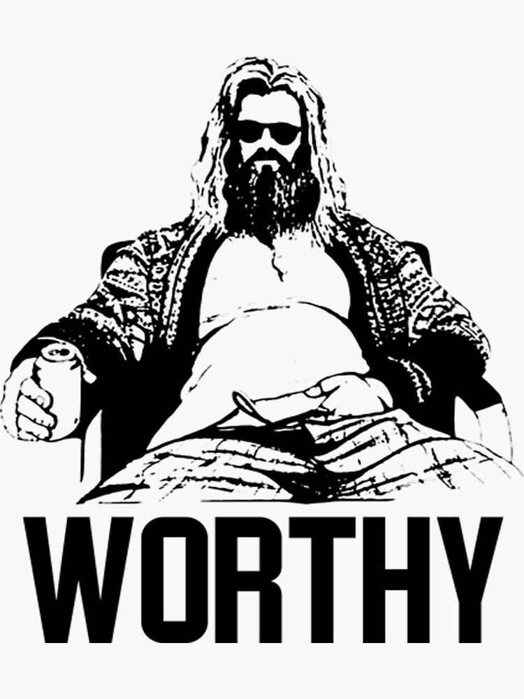 "Thor T-ShirtStill Worthy Fat Thor T-Shirt_by scribblejuice_" Sticker ...