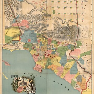 "Vintage Map of Los Angeles County CA (1888)" Sticker for Sale by ...