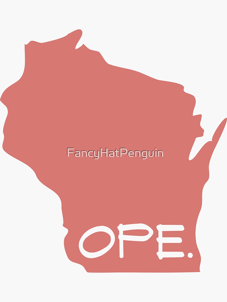 "Ope Wisconsin - blush pink, all caps" Sticker by FancyHatPenguin ...