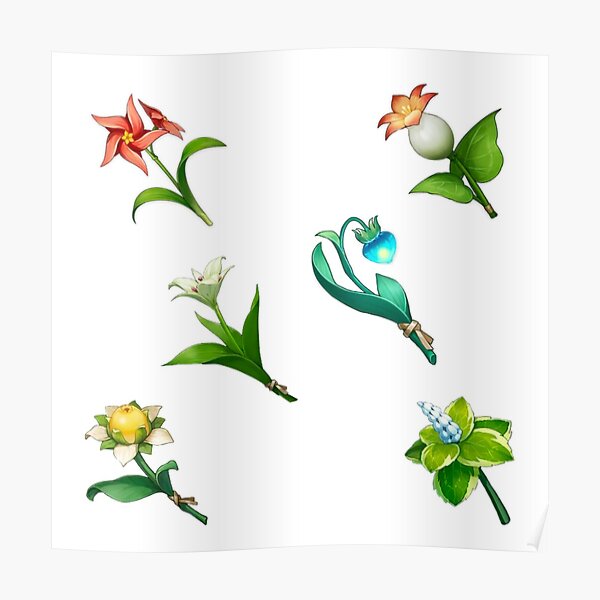"Genshin Impact Mondstadt flowers sticker pack" Poster for Sale by ...