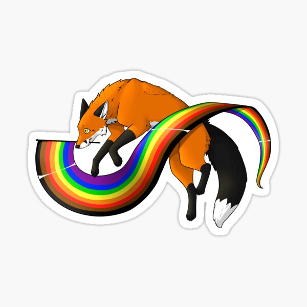 "Pride Flag Fox - Rainbow [Modern]" Sticker by xDire | Redbubble