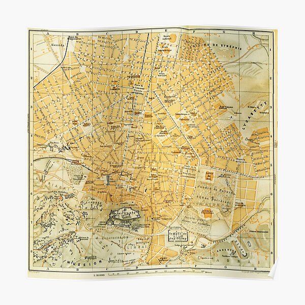 "Vintage Map of Athens Greece (1894)" Poster by BravuraMedia | Redbubble