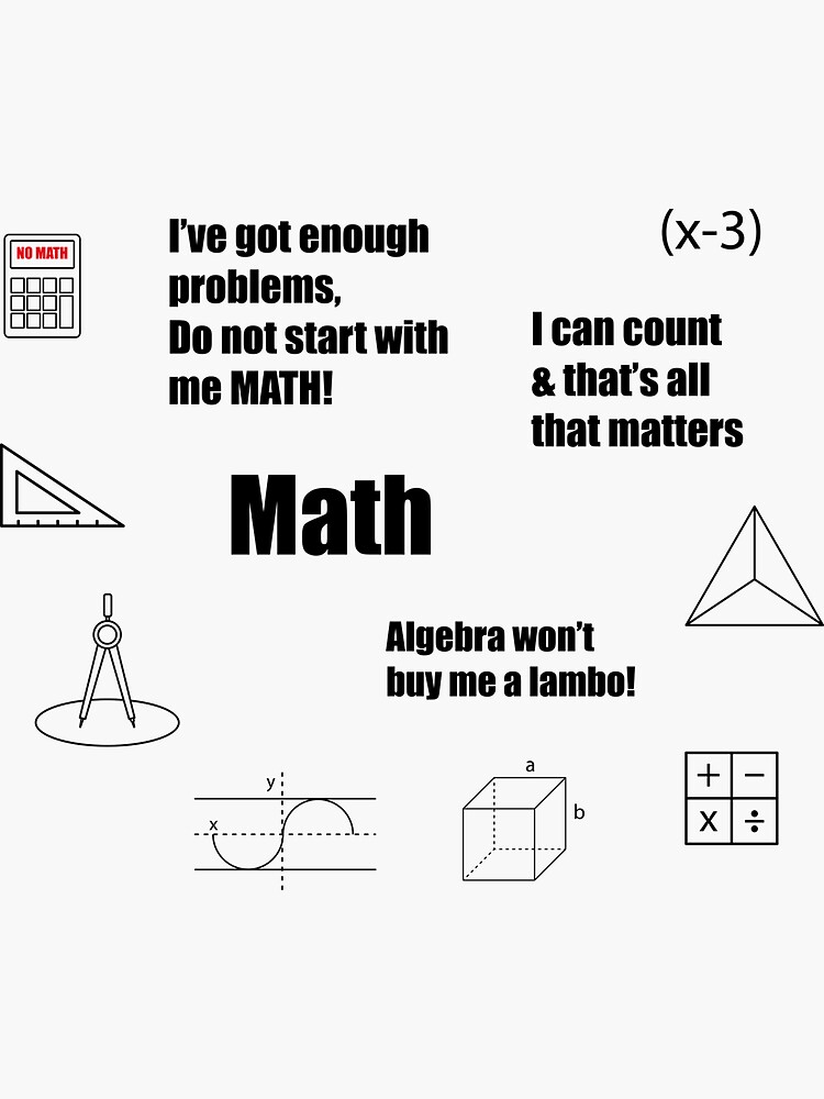 "Math Subject Sticker Pack in Black" Sticker for Sale by FSUOriginals ...