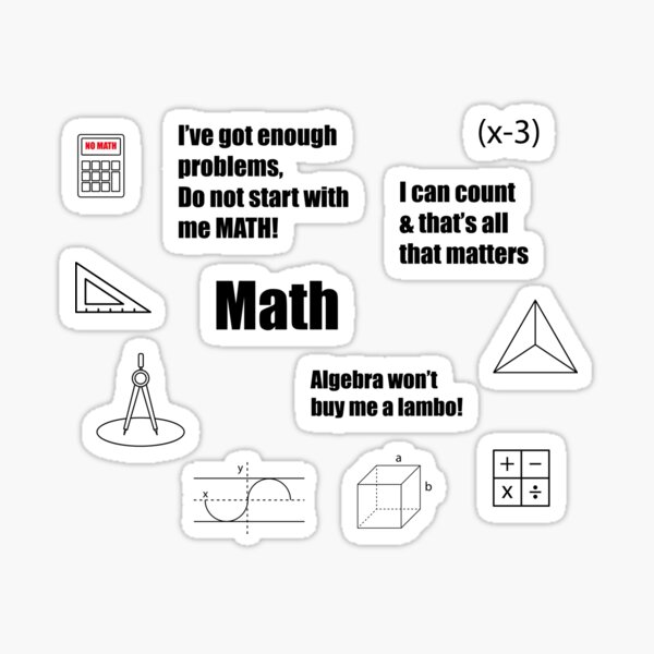 "Math Subject Sticker Pack in Black" Sticker for Sale by FSUOriginals ...