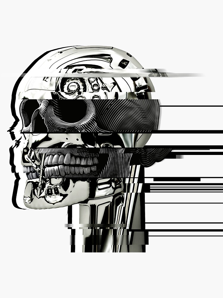 "Glitch Skull Collage" Sticker for Sale by ShaireProd | Redbubble