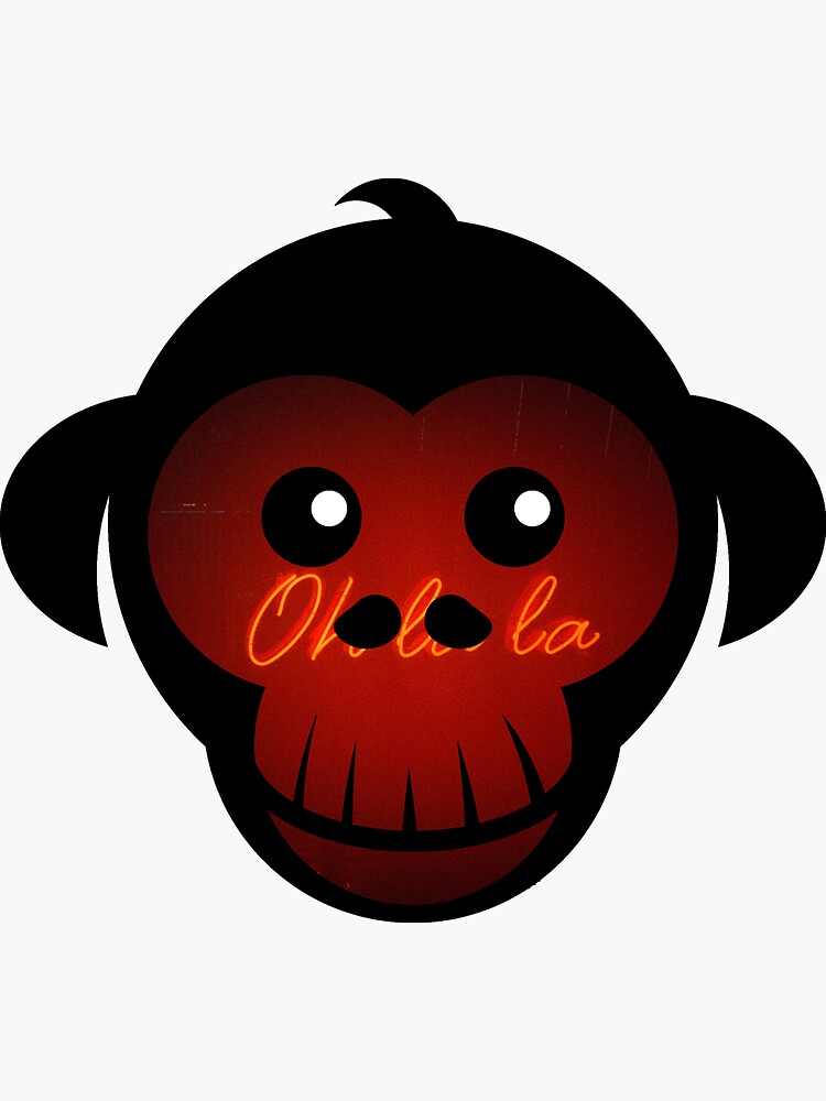 "Neon Sign Monkey Face" Sticker for Sale by BuzzySpaceBee | Redbubble