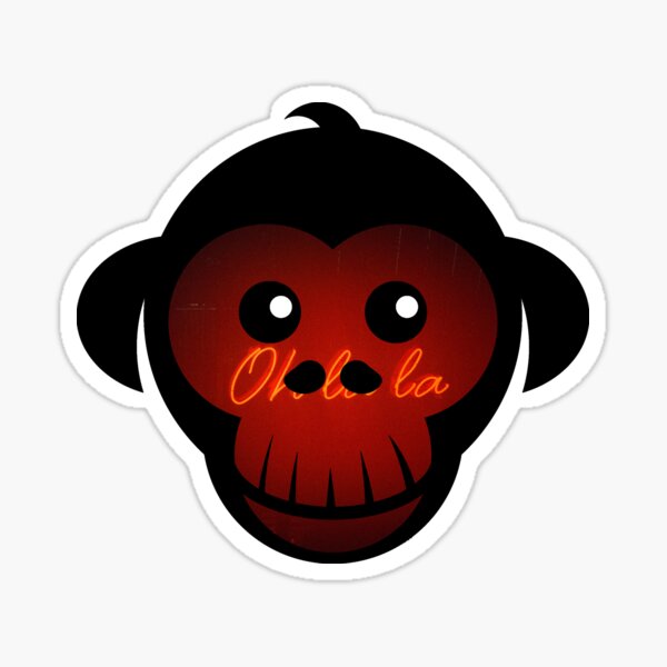 "Neon Sign Monkey Face" Sticker for Sale by BuzzySpaceBee | Redbubble