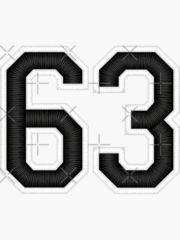 "63 Black Jersey Sports Number sixty-three Football 63" Sticker for ...