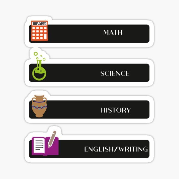 "School Subjects Sticker Pack - Math, Science, History, Writing ...