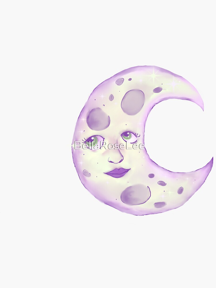 "Moon Face " Sticker for Sale by BellaRoseLee | Redbubble
