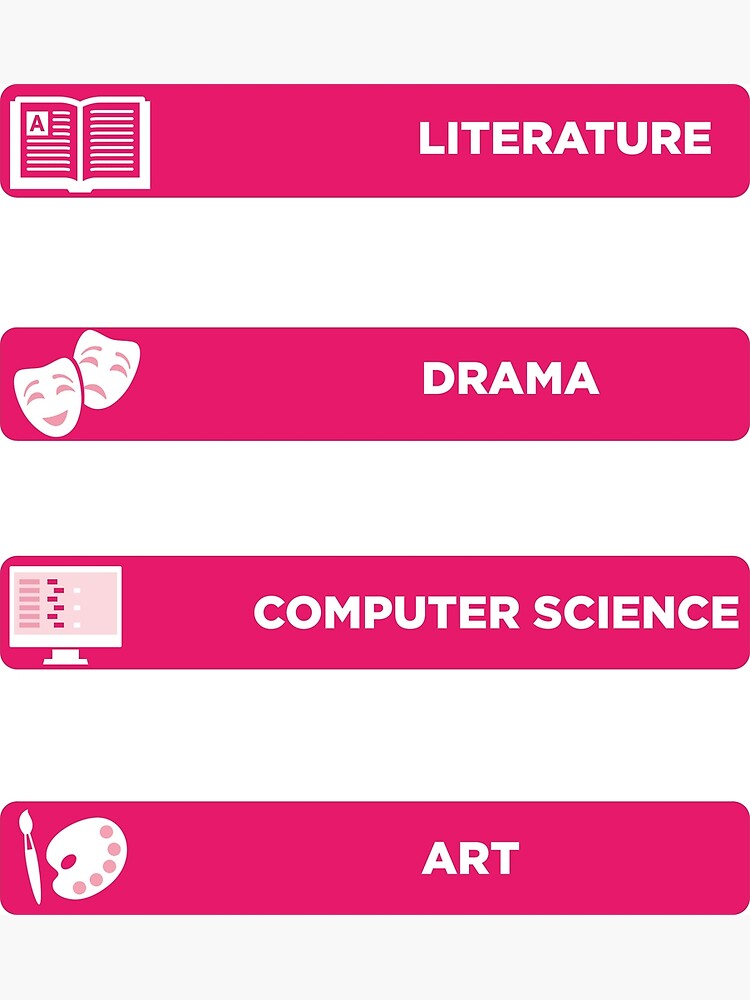 "School Subjects Sticker Pink Pack Drama, Art " Poster for Sale by ...