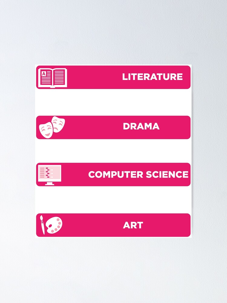 "School Subjects Sticker Pink Pack Drama, Art " Poster for Sale by ...