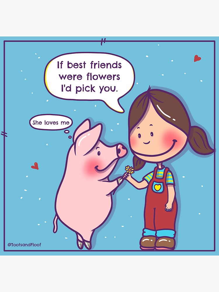 "BEST FRIENDS PIG PIGS FLOWERS" Sticker for Sale by TootsandFloof ...