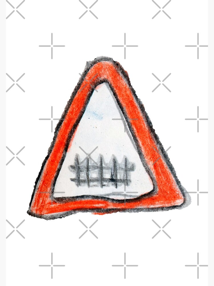 "Childrens Schoolbook drawing - Road Sign Fenced railway line" Spiral ...