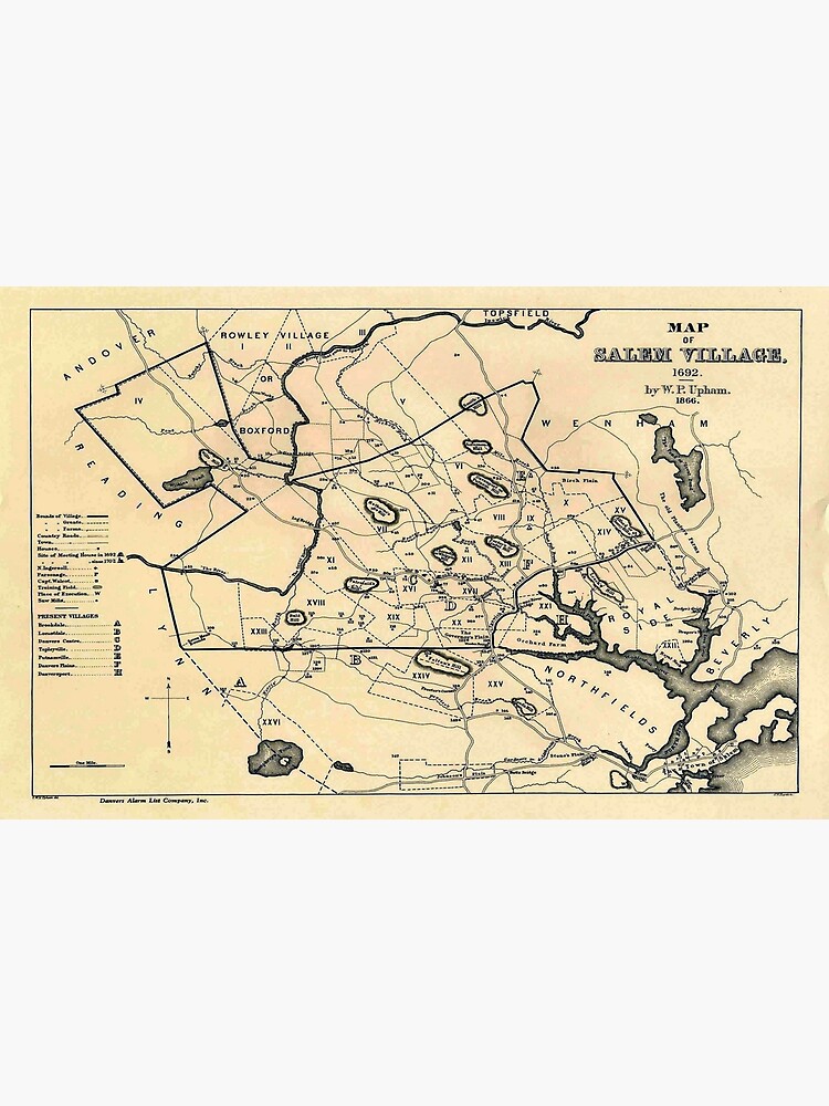 "Vintage 1692 Map of Salem Massachusetts (1866)" Art Print by ...