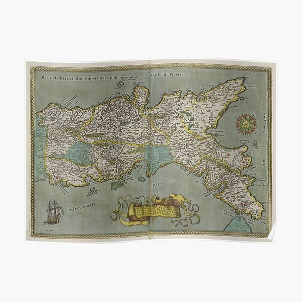 "Vintage Map of The Kingdom of Naples (1608)" Poster for Sale by ...