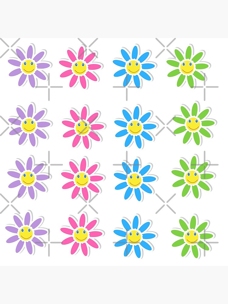 "Cute Kidcore Smiley Flower Stickers set" Art Print for Sale by ...