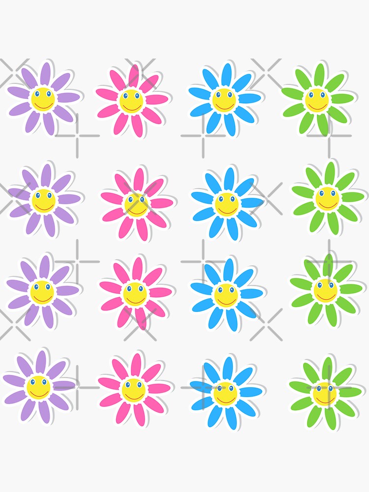 "Cute Kidcore Smiley Flower Stickers set" Sticker for Sale by SYNTASTIC ...