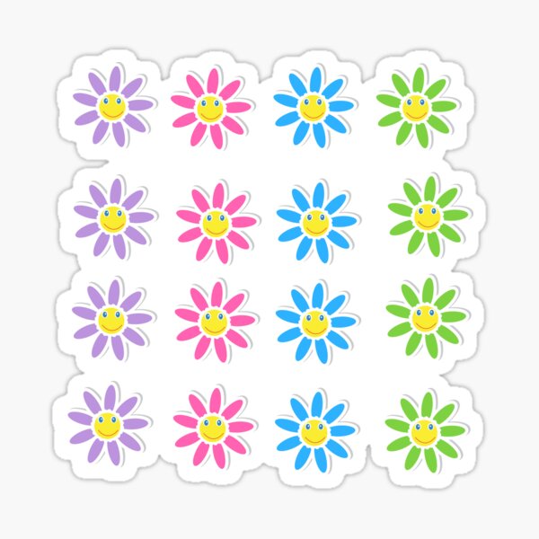 "Cute Kidcore Smiley Flower Stickers set" Sticker for Sale by SYNTASTIC ...