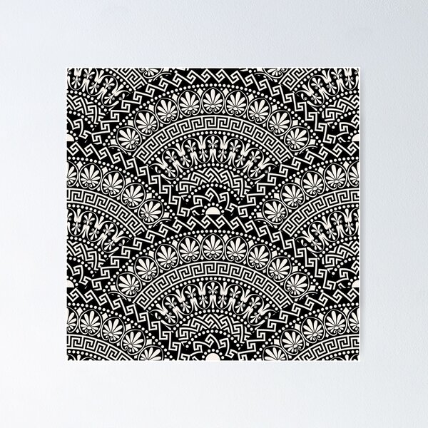 "Traditional Seamless Vintage Dark Fan Shaped Ornate Elements with ...