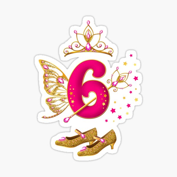 "6th Birthday design. Birthday princess is 6 years old girl’s" Sticker ...