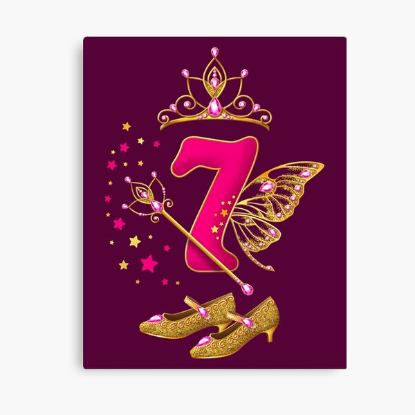 "7th Birthday design. Birthday princess is 7 years old girl’s" Canvas ...