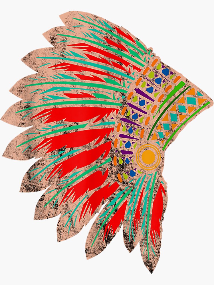 "Native American Indian Tribes Feather Headdress" Sticker for Sale by ...