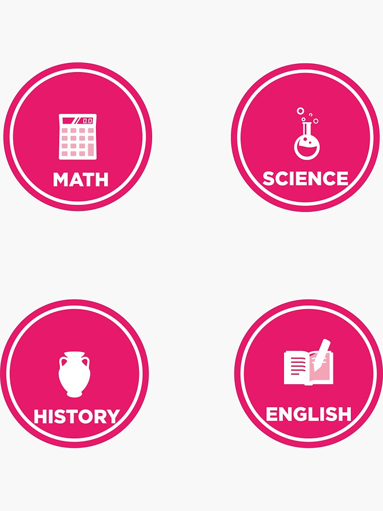 "School Subjects Sticker Pink Pack " Sticker for Sale by FSUOriginals ...