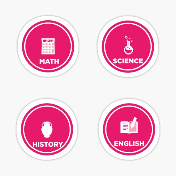 "School Subjects Sticker Pink Pack " Sticker for Sale by FSUOriginals ...