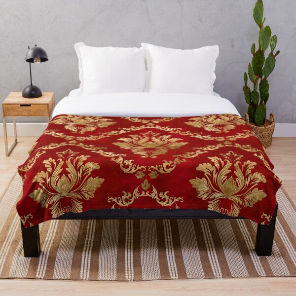 "Oriental Vintage Damask Pattern - Red and gold" Throw Blanket for Sale ...
