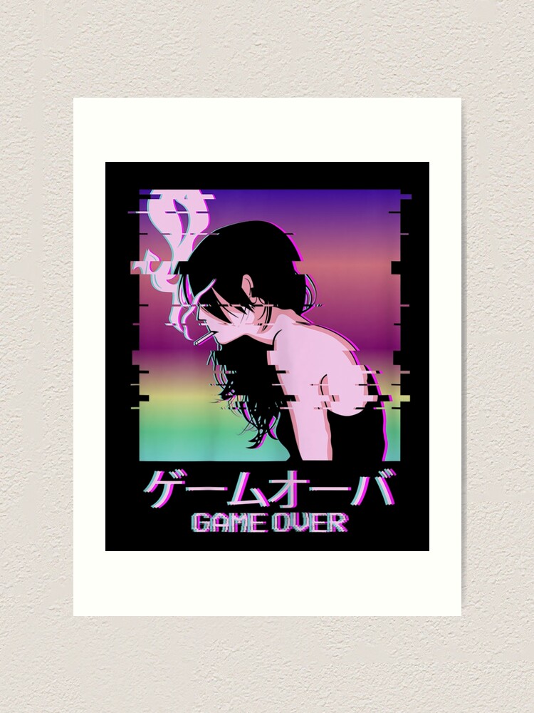 Japanese Vaporwave Sad Anime Girl Game Over Indie Aesthetic Art