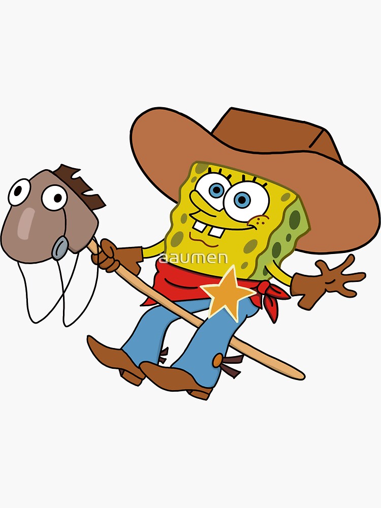 "Cowboy Spongebob" Sticker for Sale by aaumen | Redbubble