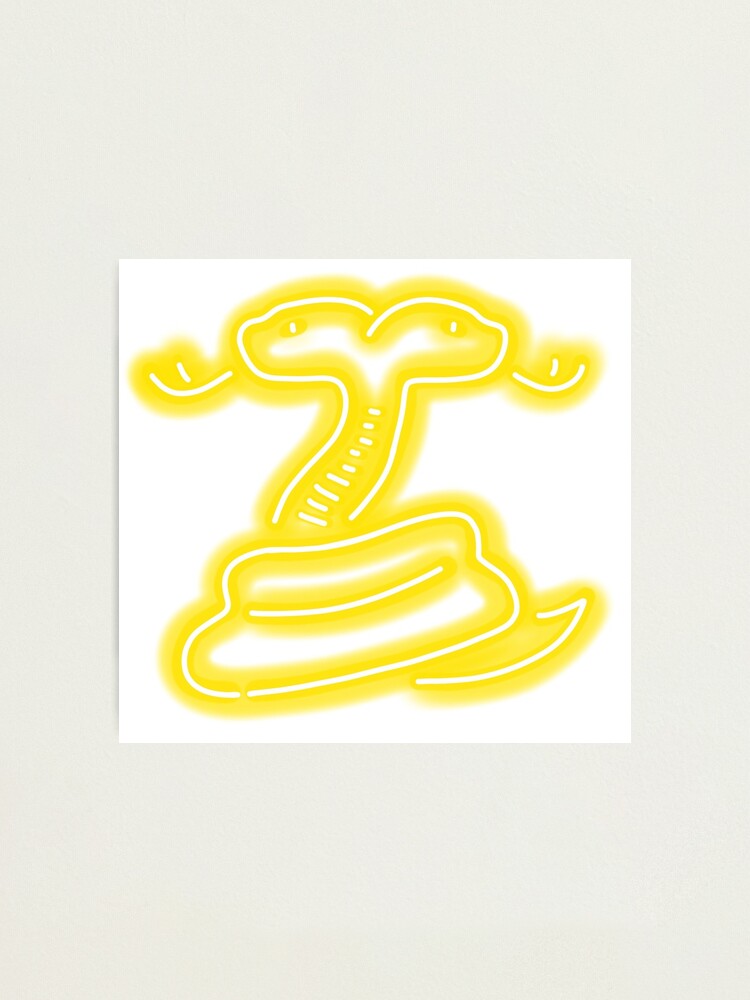 Lámina fotográfica «Logotipo de neón del símbolo de Janus / Deceit ...