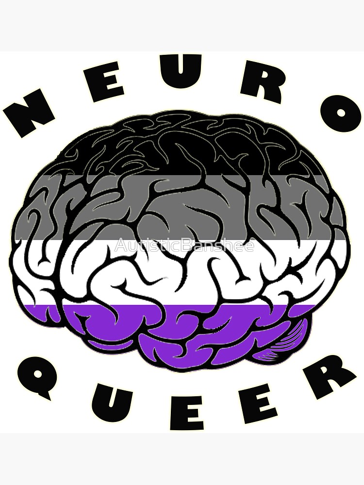 "Neuroqueer Brain - Asexual Colors" Sticker by AutisticBanshee | Redbubble