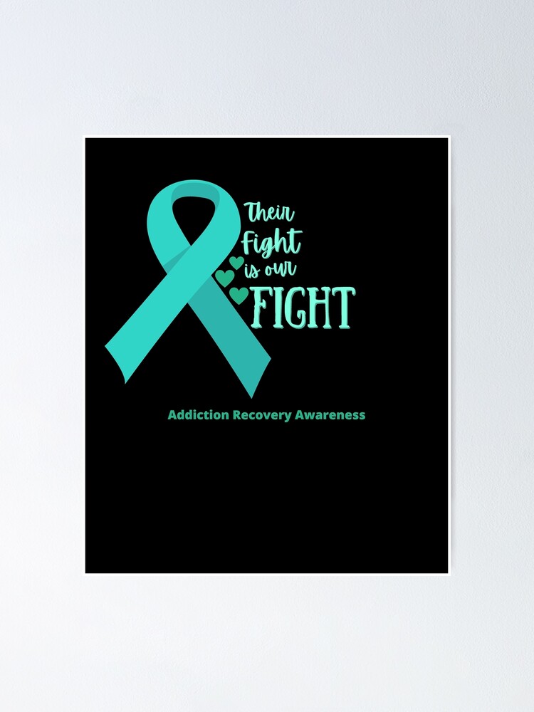 "Addiction Awareness Ribbon Quote. Design In Teal and Turquoise Colors ...