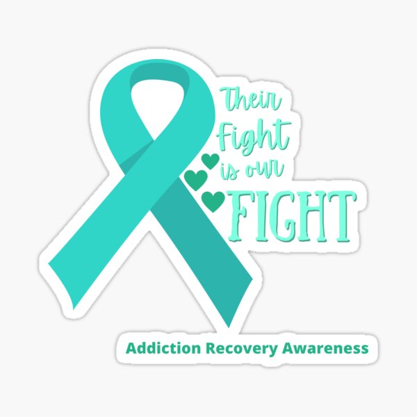 "Addiction Awareness Ribbon Quote. Design In Teal and Turquoise Colors ...