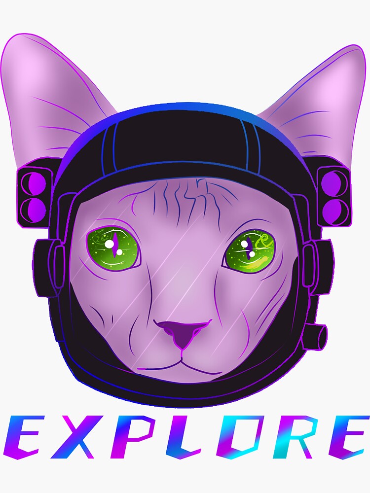 "Sphinx Space Cat - Explore!" Sticker for Sale by ShroomCapDesign ...