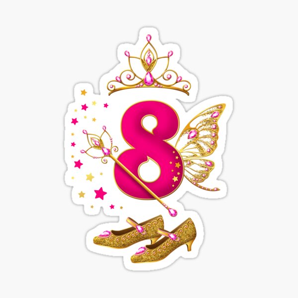 "8th Birthday design. Birthday princess is 8 years old girl’s" Sticker ...