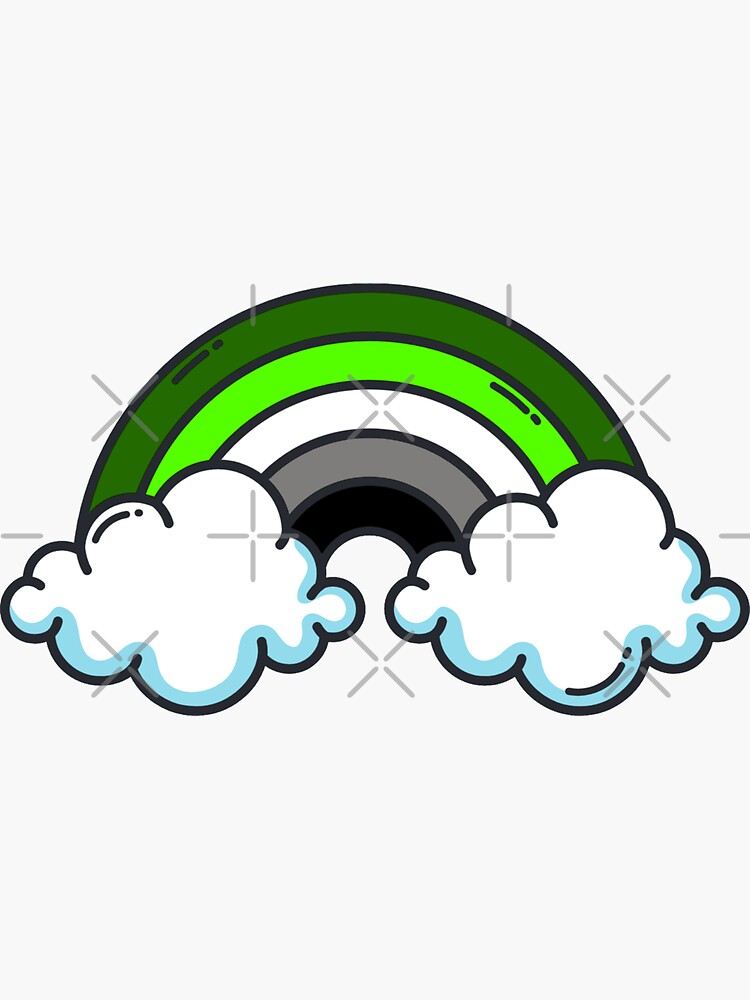 "Subtle Aromantic Pride Rainbow and Clouds. Aromantic rainbow" Sticker ...