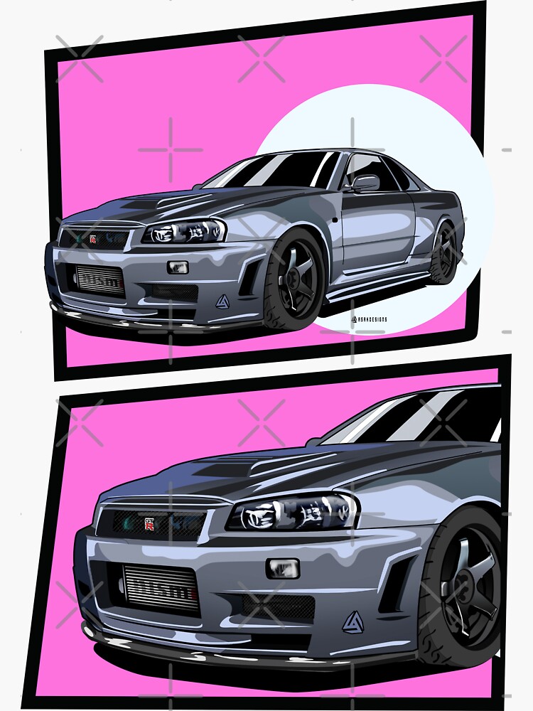 Pegatina «Godzilla SKYLINE GTR R34» de ASAKDESIGNS | Redbubble