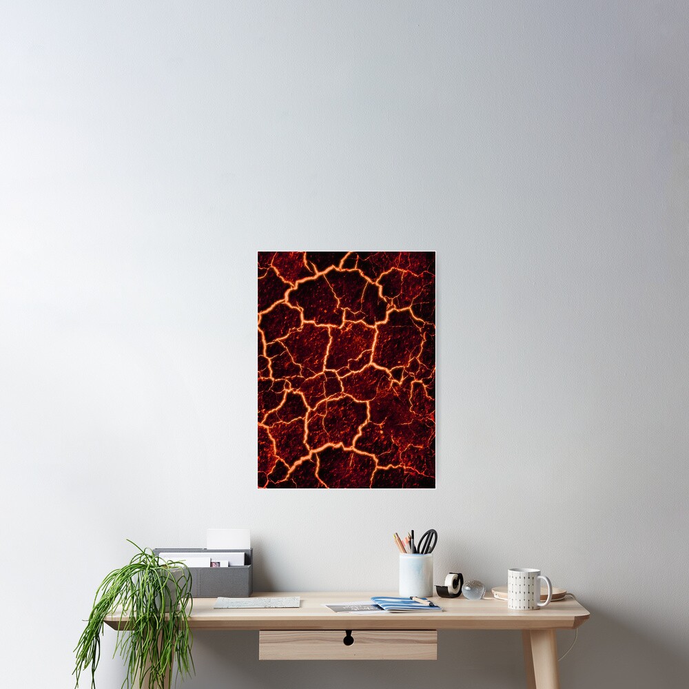 "Lava cracked. Fire volcano stone." Poster for Sale by RV8Co | Redbubble
