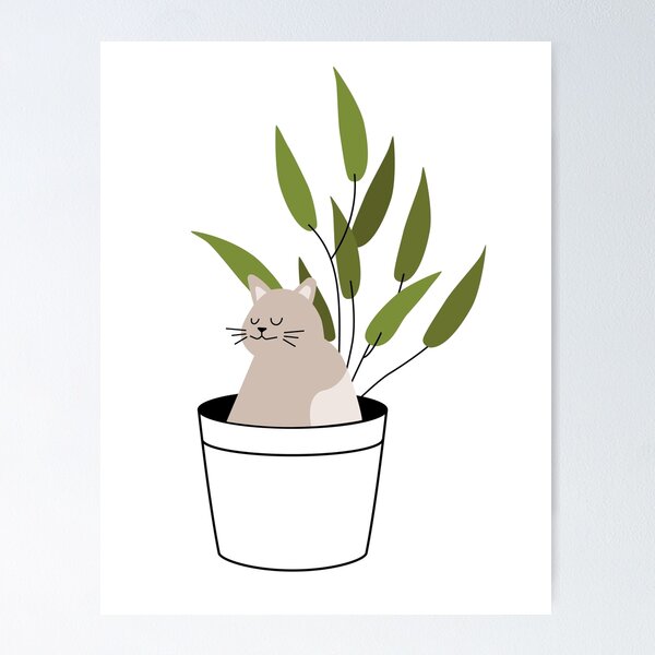 "Cat in Pot" Poster for Sale by RONYON | Redbubble