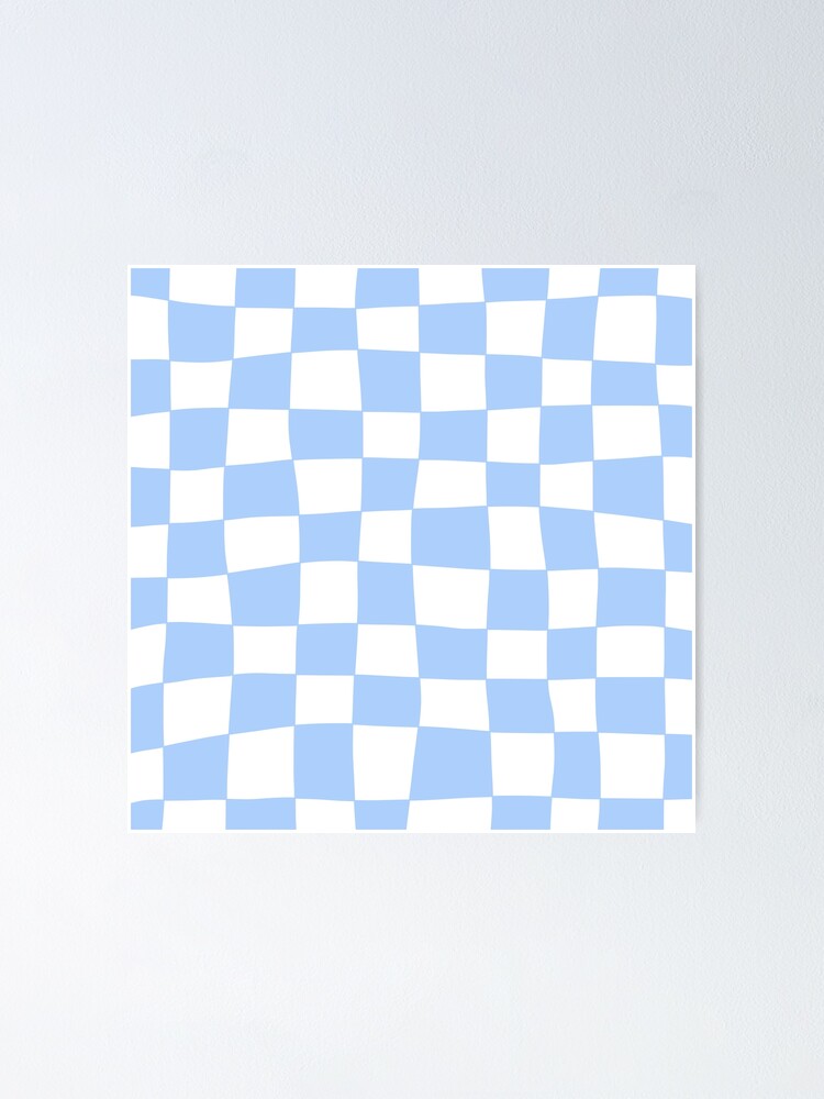 "Hand Drawn Checkerboard Pattern (sky blue/white)" Poster for Sale by ...