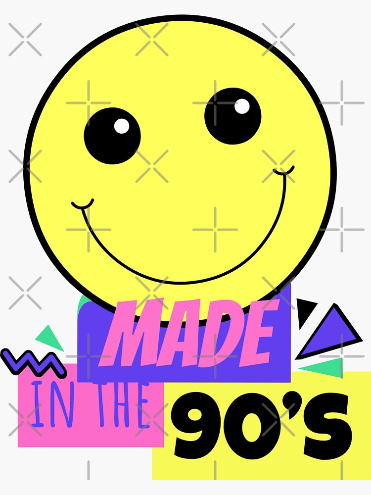 "Made In the 90's - Old School 90s Design - smiley 90's Face" Sticker ...