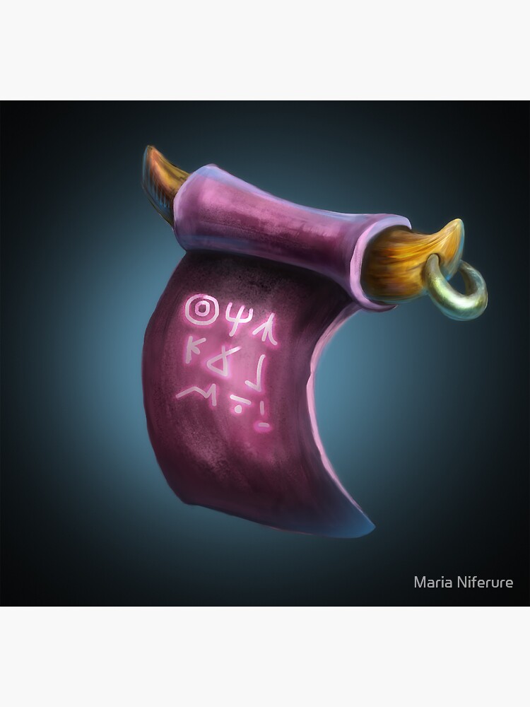 "Fantasy items. Ancient scroll with magic spells written on it" Sticker ...