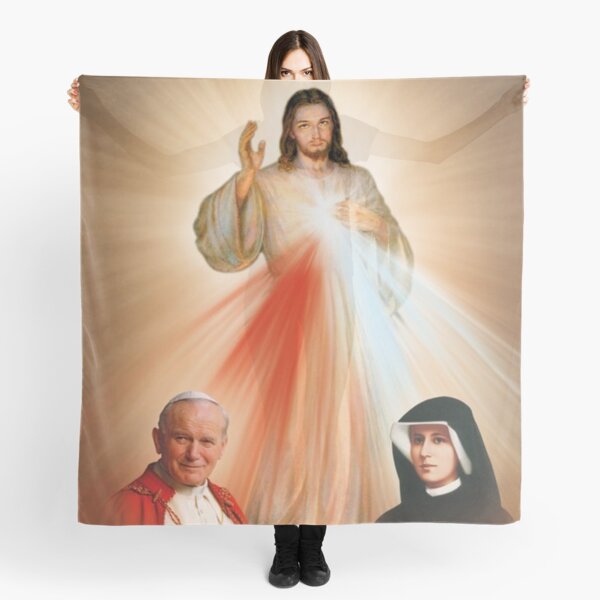 "Divine Mercy, St. Faustina, Pope John Paul II" Scarf by ADMG | Redbubble